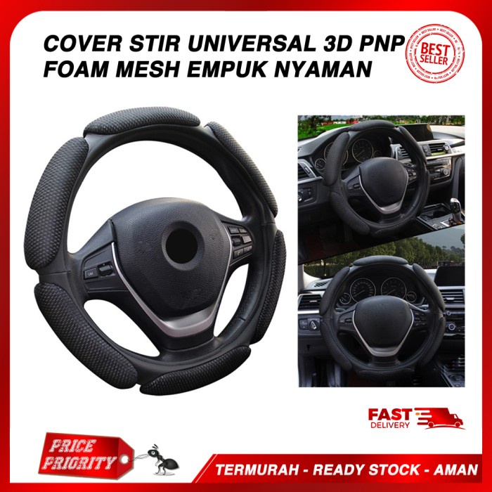Jual Cover Stir / Sarung Stir Mobil Hitam 3D Form Foam busa Tebal ...