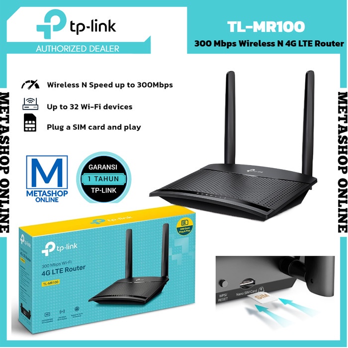 Jual TP-LINK TL-MR100 300 Mbps Wireless N 4G LTE Router TPLINK WiFi ...