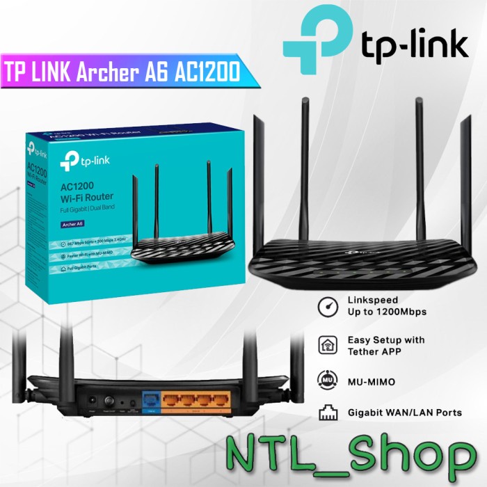 Jual TP LINK Archer A6 AC1200 Wireless MU-MIMO Gigabit Router - TP-LINK ...