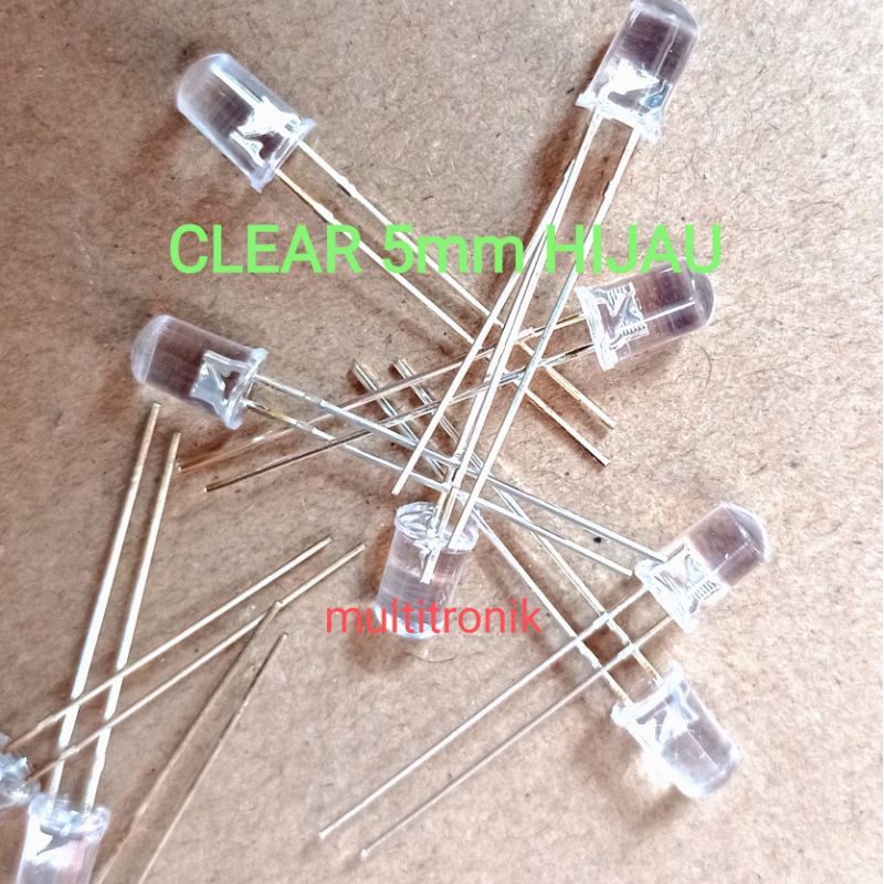 Jual LED CLEAR 5mm HIJAU led bening nyala hijau | Shopee Indonesia