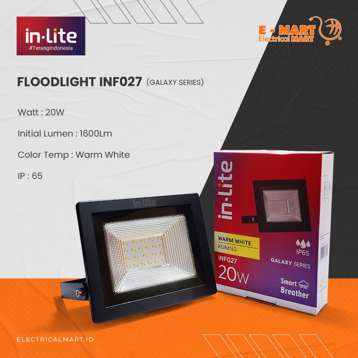 Jual Inlite Lampu Sorot Tembak 20W Kap Floodlight LED 20 Watt IP65 INF027 | Shopee Indonesia