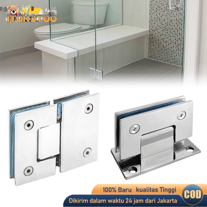 Jual ENGSEL PINTU KACA KAMAR MANDI SHOWER STAINLESS HINGE GLASS TO ...