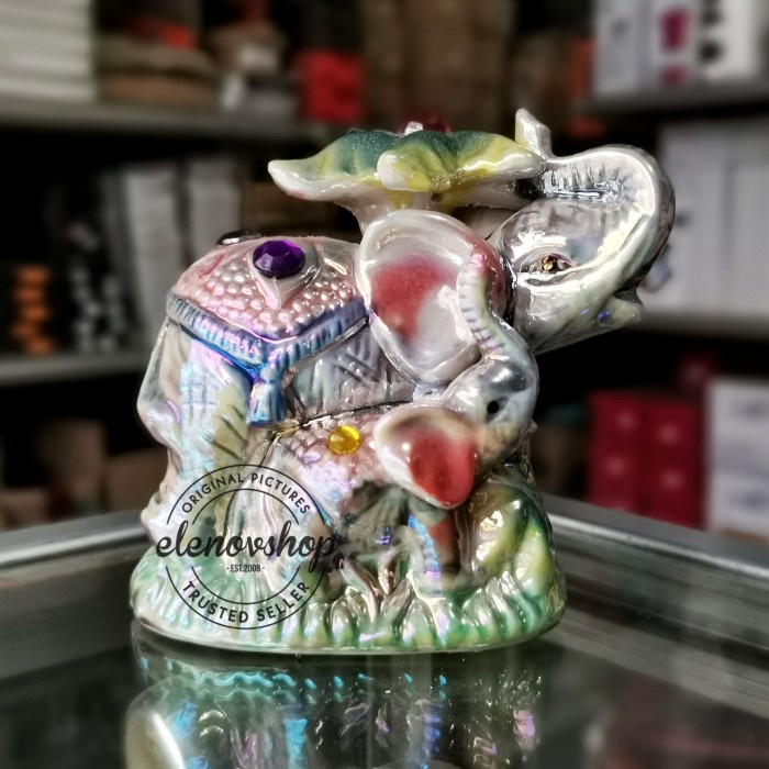 Jual Patung Keramik Gajah Thailand Hadiah Souvenir | Shopee Indonesia