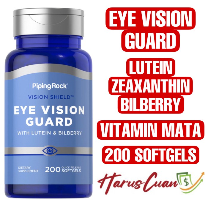 Jual Piping Rock Eye Vision Guard 200 Softgels Lutein Zeaxanthin ...
