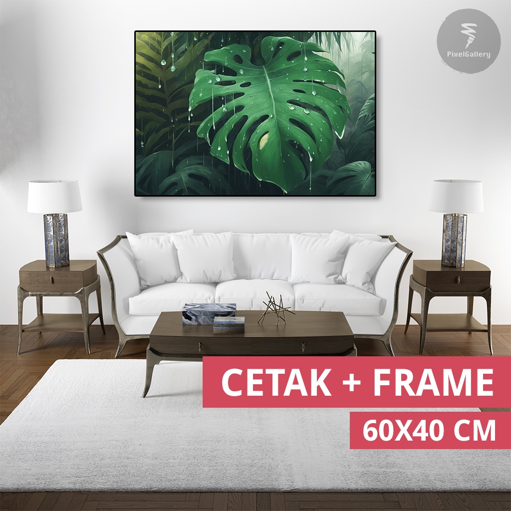 Jual Lukisan SUPERJUMBO 60X40 Daun Monstera Basah Hiasan Dinding ...