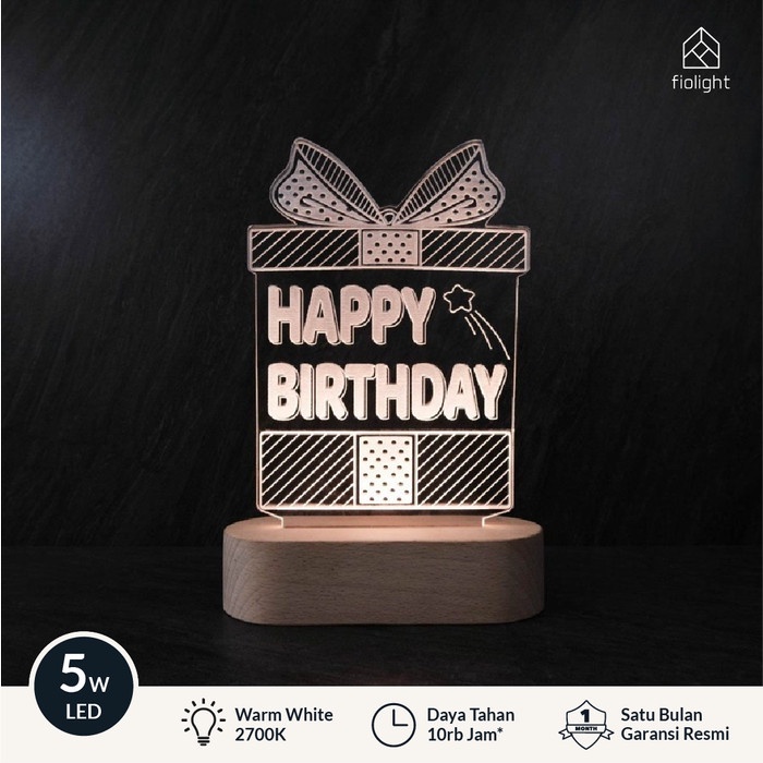 Jual LAMPU AKRILIK DEKORASI TIDUR HBD GIFT GREETING SERIES FIOLIGHT ...