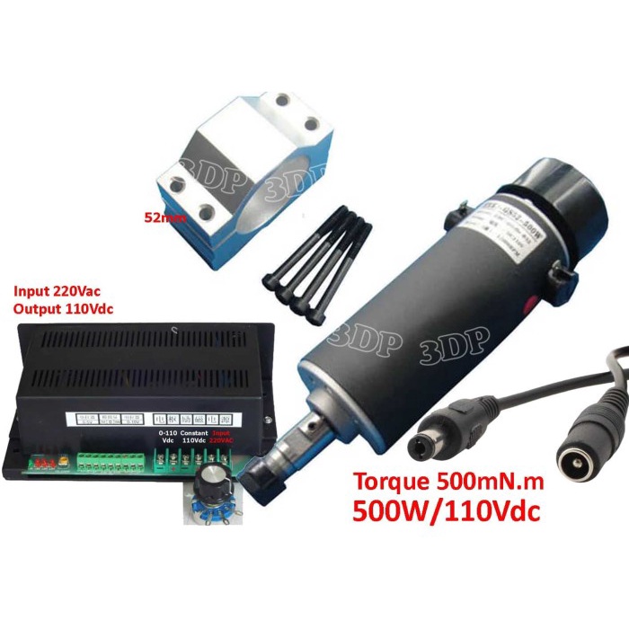 Jual High speed DC brushed spindle motor 500W 110Vdc 12000rpm (0-10v ...