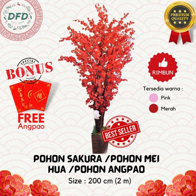 Jual Pohon Sakura 2 Meter Rimbun Model Lurus (Free Angpao) / Pohon ...