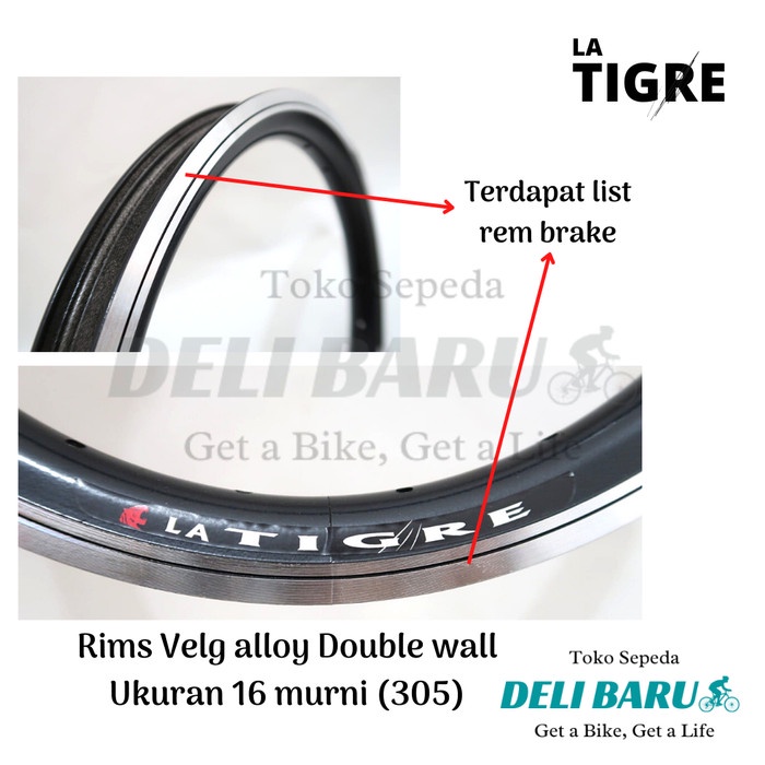 Jual La Tigre Rims Lingkar Pelek 16 Murni Double Wall Sepeda Anak Lipat ...