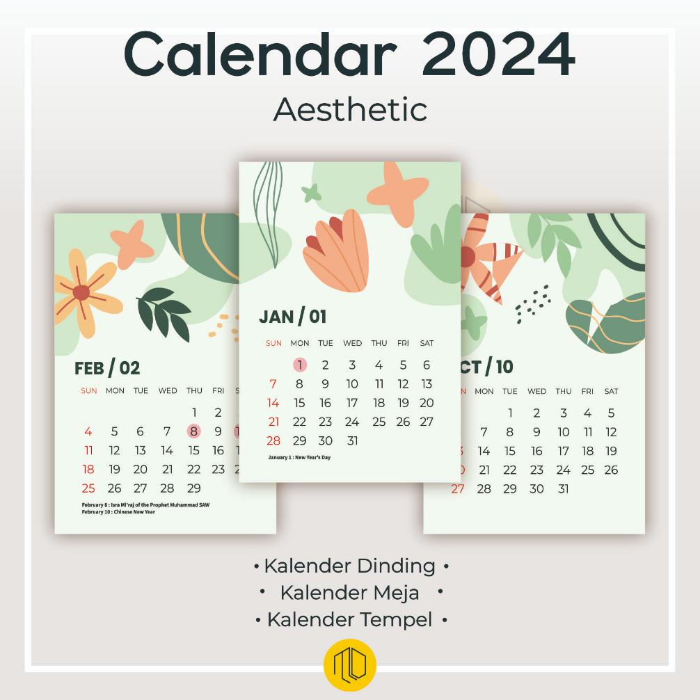 Jual [ZZR] KALENDER DINDING AESTHETIC 2024 / KALENDER MEJA AESTHETIC ...