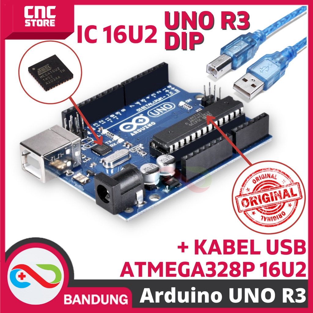 Jual UNO R3 DIP ATMEGA328P ATMEGA 16U2 COMPATIBLE BOARD PLUS KABEL ...