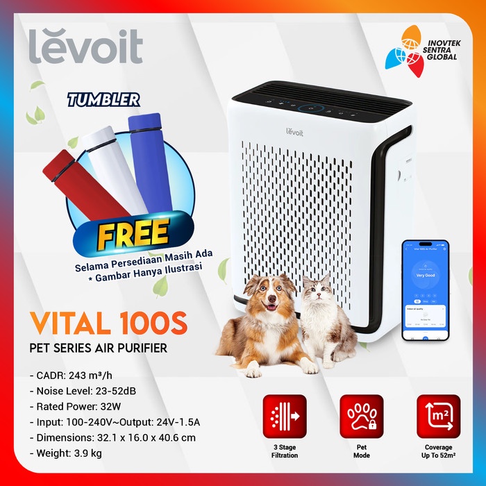 Jual LEVOIT VITAL 100S AIR PURIFIER PET CARE TRUE HEPA FILTER GARANSI ...