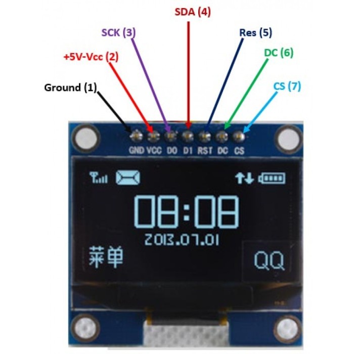 Jual Lcd Oled 7 Pin 128x64 096 Inch Display I2c Iic Spi 096 Arduino
