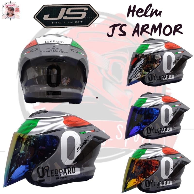 Jual HELM JS ARMOR HALF FACE MOTIF LEOPARD GORILLA GLOSSY DOFF STON ...