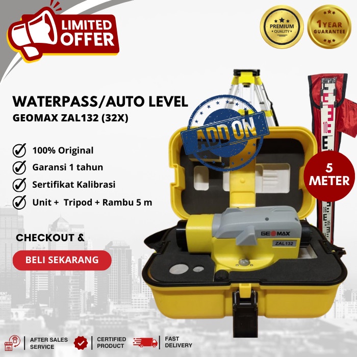Jual Waterpass / Automatic Level /Auto Level GEOMAX ZAL132 + Rambu ...