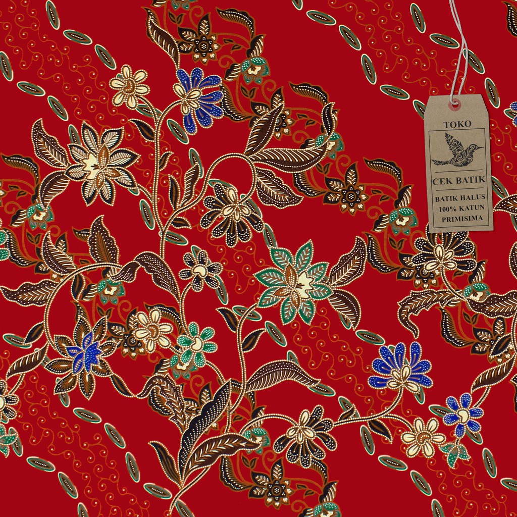Jual kain batik - Motif Batik Bunga Liris Manis (Merah) | Shopee Indonesia