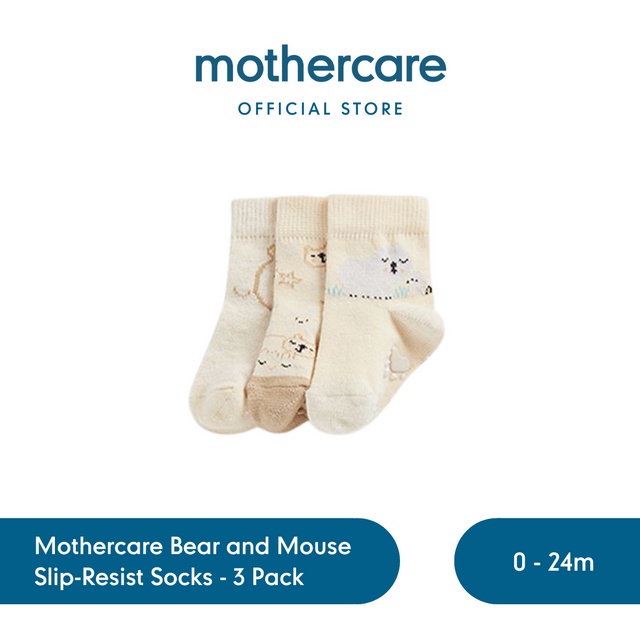 Jual Mothercare Bear and Mouse Slip-Resist Socks - 3 Pack - Kaos Kaki ...
