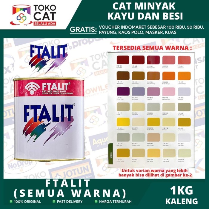 Jual CAT FTALIT 1 KG CAT MINYAK / CAT KAYU BESI WARNA PUTIH DOFF KODE ...