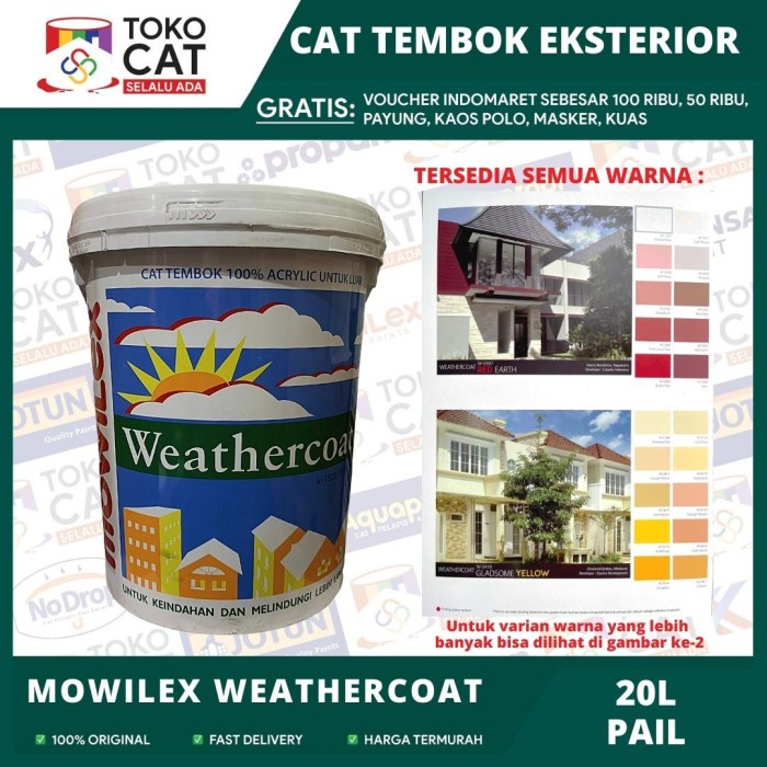 Jual Cat Tembok Exterior Mowilex Weathercoat W 1501 White Warna 20 L
