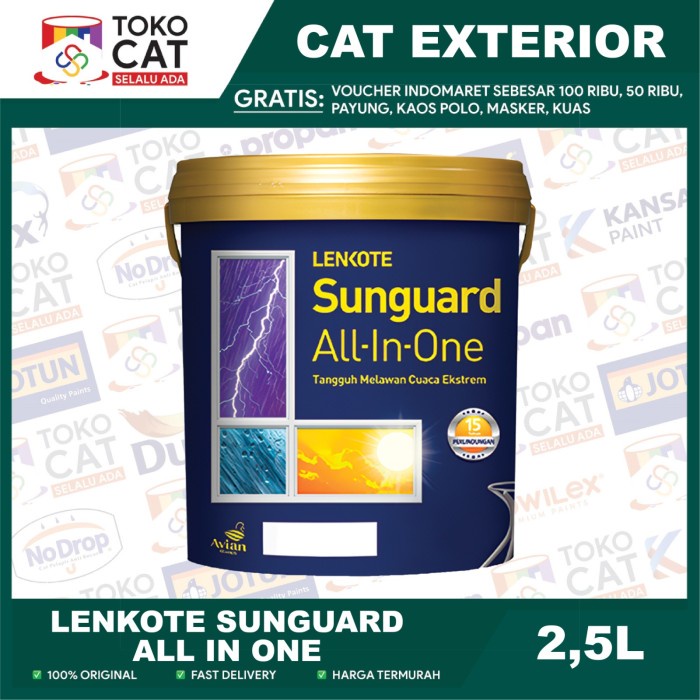 Jual Cat Tembok Luar Avian Lenkote Sunguard All In 1 Warna Putih 2,5 ...
