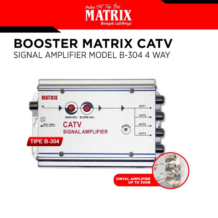 Jual BOOSTER MATRIX CATV SIGNAL AMPLIFIER MODEL B-304 4 WAY | Shopee ...