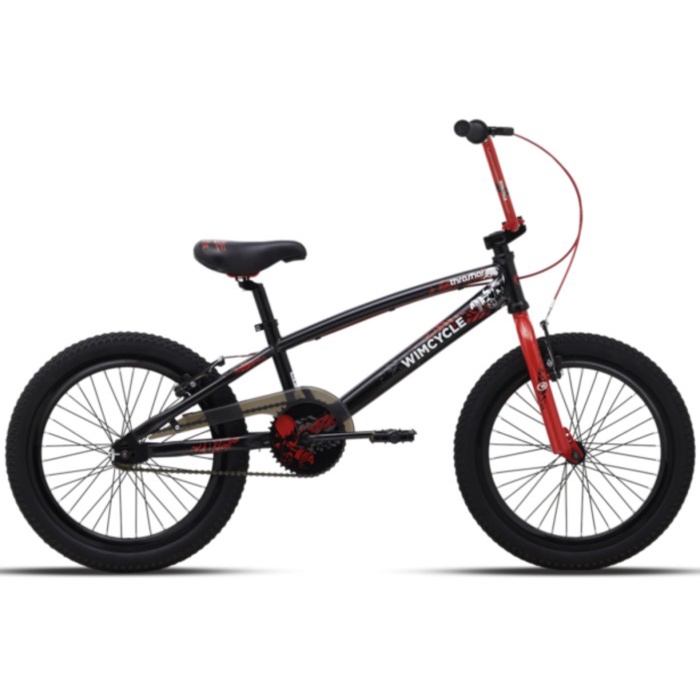 Jual Original Sepeda Bmx Wimcycle Thrasher 20 Inch Ban Jumbo Black Red ...