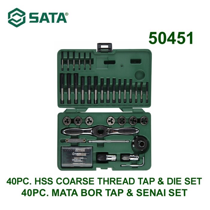 Jual Baru Mata Bor Tap Senai 50451 - 40Pc. Hss Coarse Thread Tap Die ...