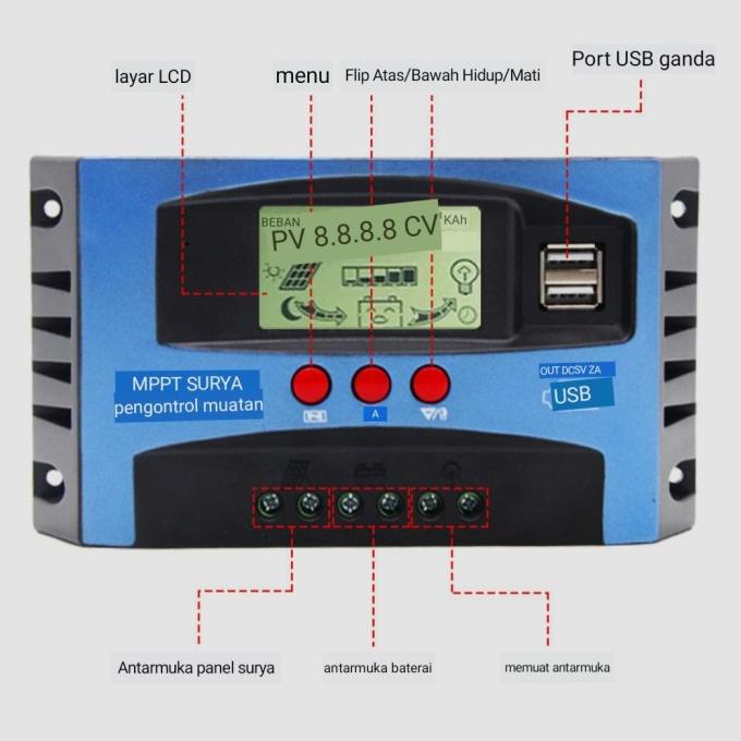 Jual Murah MPPT 30A 50A 100A solar charge controller scc panel surya 12V/24V Ayo Order | Shopee ...
