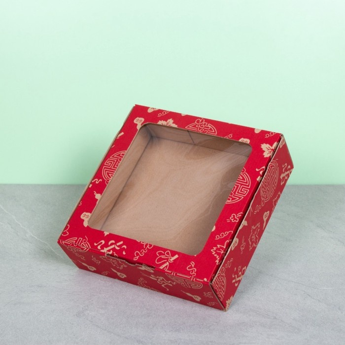 Jual cake box kue kranjang merah dus parsel hampers imlek box 22x22x7cm ...