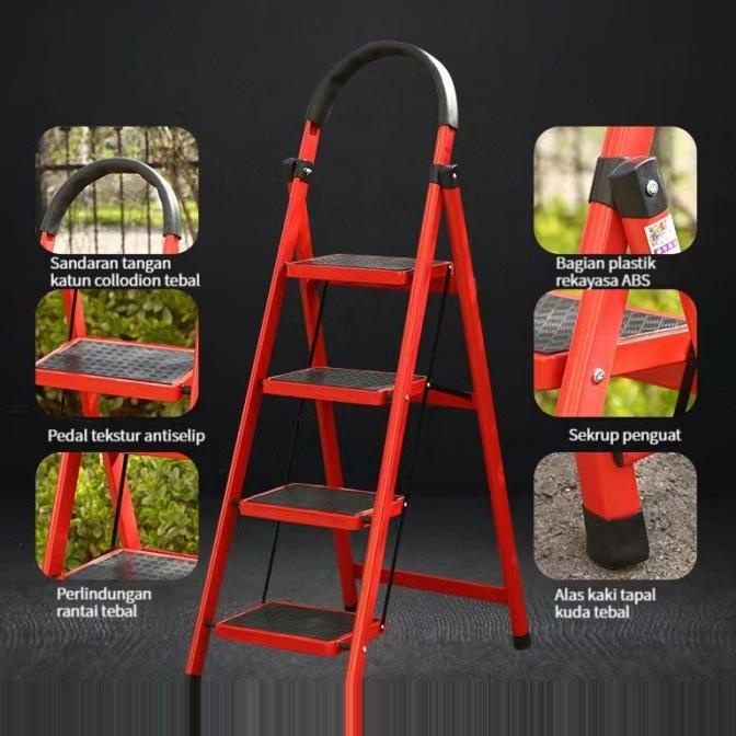 Jual Tangga Lipat Besi Tangga Lipat Portable Step Ladder | Shopee Indonesia