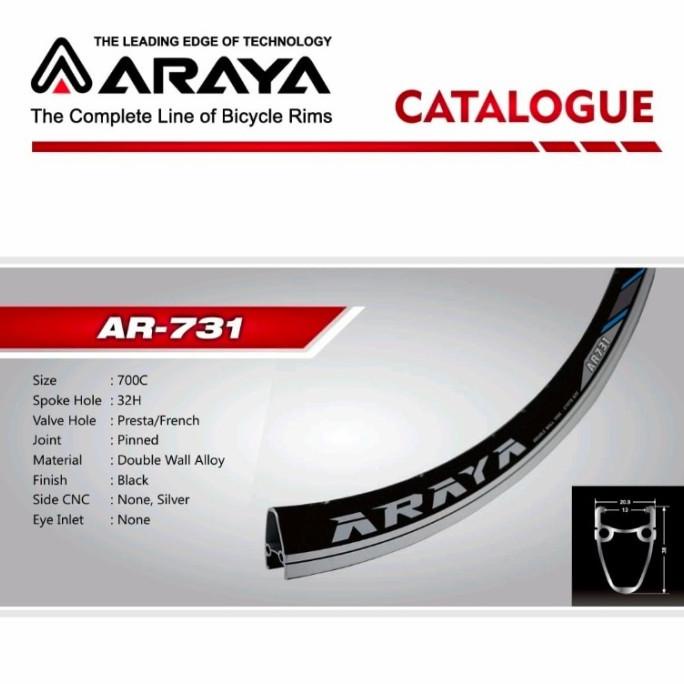 Jual Velg Rims 700c fixie Roadbike 32 hole black cnc - Araya AR 731 The ...