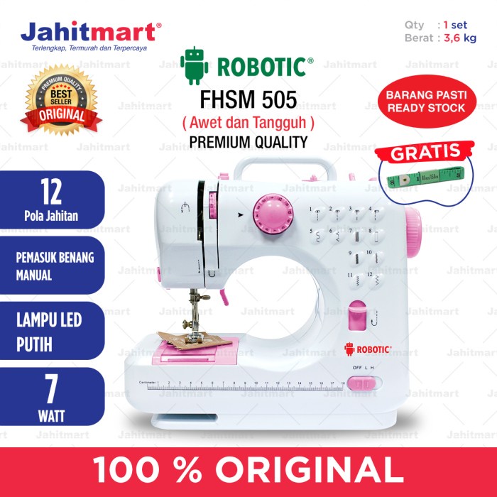 Jual Mesin Jahit Portable Mini Fhsm 505 Black Pink Series (12 Pola Jahitan) | Shopee Indonesia