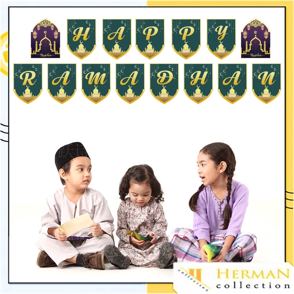 Jual HC Banner Flag Happy Ramadhan Bunting Warna Warni Backdrop Lebaran ...