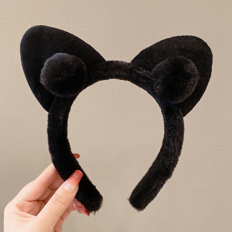 Jual HC Bando Karakter Telinga kucing Bandana Pom-Pom Bulu Gaya Korea ...