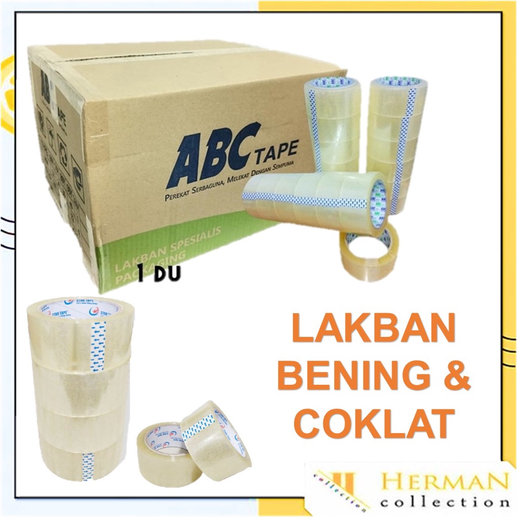 Jual HC Lakban Bening 45MM Merk ABC TAPE Lakban Coklat Murah | Shopee ...