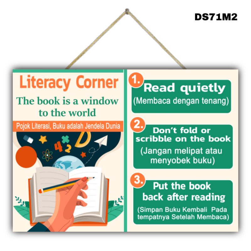 Jual Hiasan dinding Poster LITERACY CORNER JUMBO SIZE 30x40 cm gantungan edukasi sekolah ...