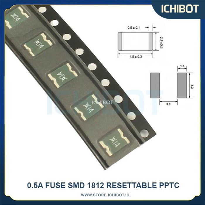 Jual 0.5A Fuse SMD 1812 Resettable PPTC MSMD050 15V 500mA Pengaman ...