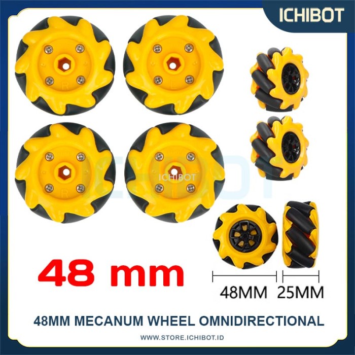 Jual 48mm 48 mm Mecanum Wheel Omnidirectional Roda TT Hub Coupling ...