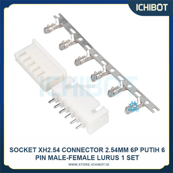 Jual Socket XH2.54 Connector 2.54mm 6P Putih 6 Pin Male Female Lurus 1 ...