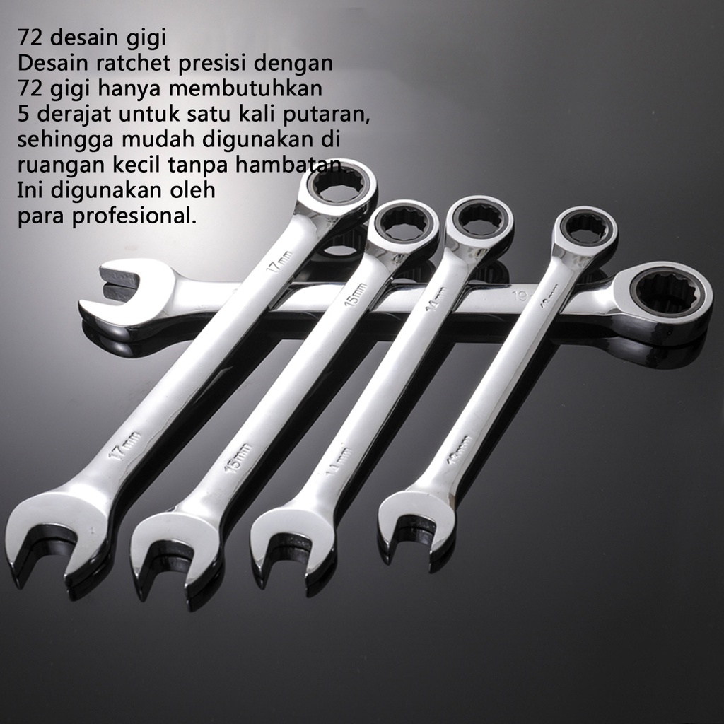 Jual Kunci Ring Pas Rachet Set 6-22mm Kombinasi Kunci Ratchet Set Kunci Ring Spanner Kombinasi ...