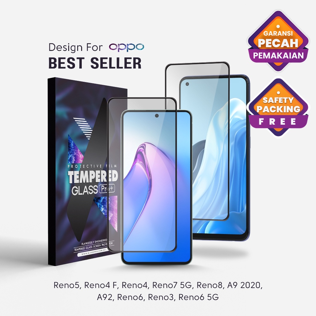 Jual Premium Tempered Glass Oppo A9 2020/A92/Reno 3/Reno 4/Reno 4F/Reno ...