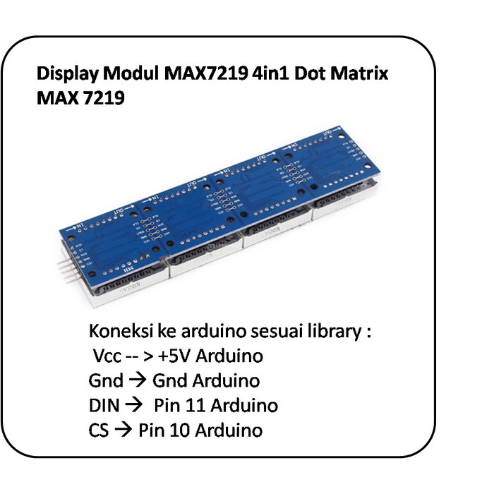 Jual DISPLAY MODUL LED DOT MATRIX MAX 7219 32X8 / 4 IN 1 | Shopee Indonesia