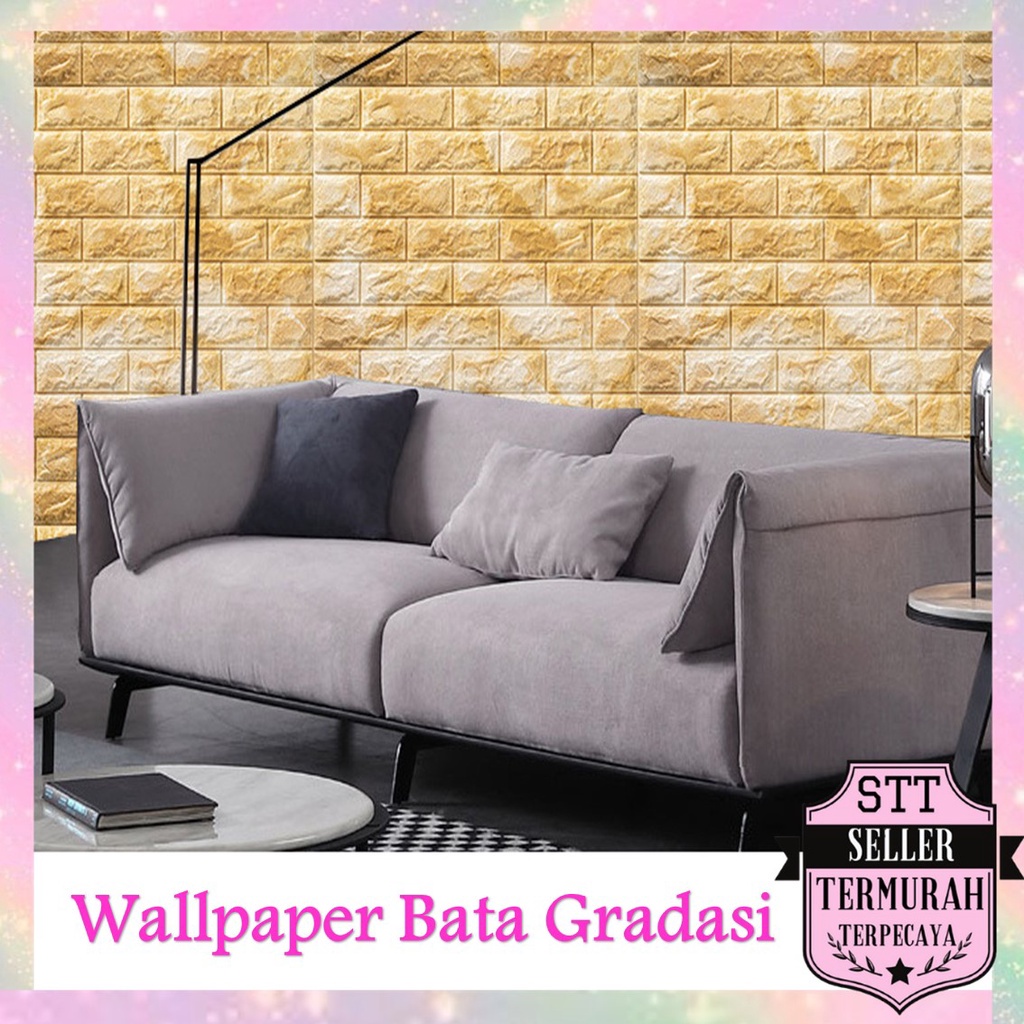 Jual STT Wallpaper Dinding Foam 3D Motif Batu Bata Corak Ukuran 76 x 70 ...
