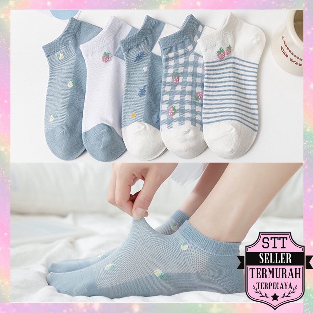 Jual STT Kaos Kaki Wanita Pendek Strawberry 6581 Kaos Kaki Motif Buah ...