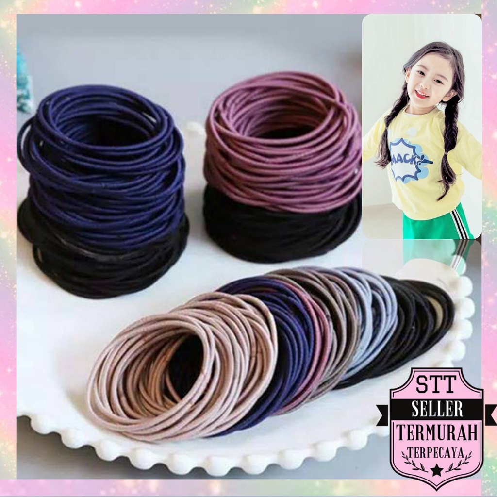 Jual STT Ikat Rambut Wanita Elastis Motif Polos Isi 10 Pcs Kunciran ...