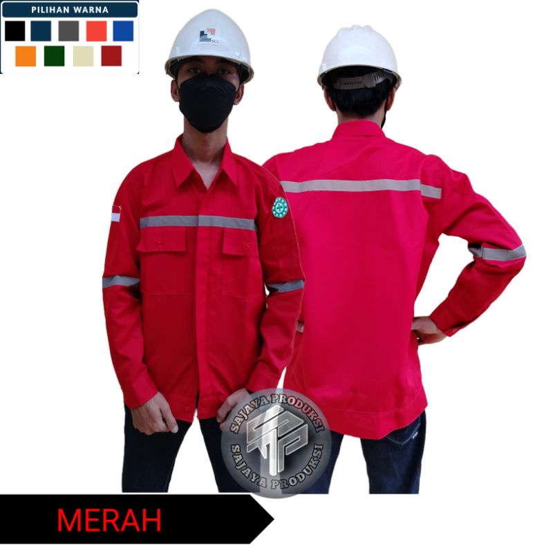 Jual Baju kerja proyek / Seragam kerja lapangan / kemeja sefety merah ...