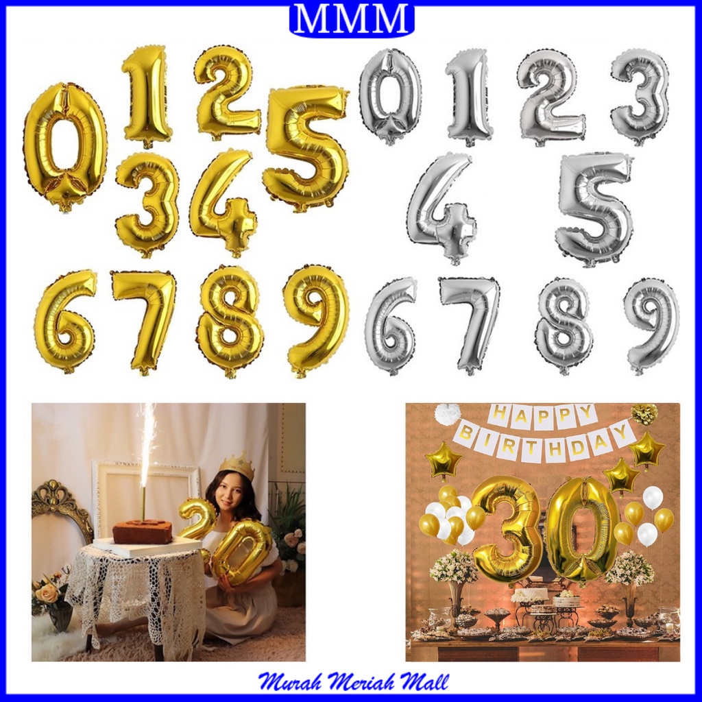 Jual MMM Balon Foil Gold Silver 40Cm Balon Pesta Ulang Tahun Balon ...
