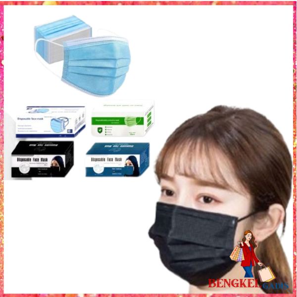Jual BG Masker Disposable Facemask 3 Layer Mask Isi 50 Pcs Box Masker ...