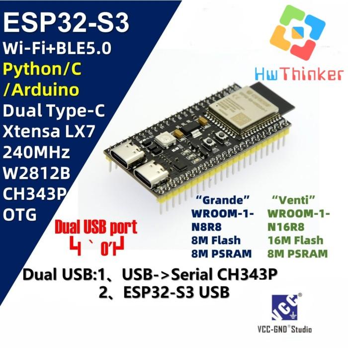 Jual Yd Esp32 S3 N8r8 N16r8 Esp32 S3 Devkitc 1 Type C Esp32 S3 Wroom