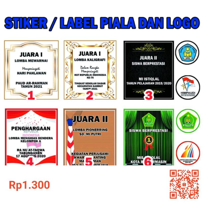 Jual Stiker Juara dan Logo Kegiatan untuk 1 pcs piala | Shopee Indonesia
